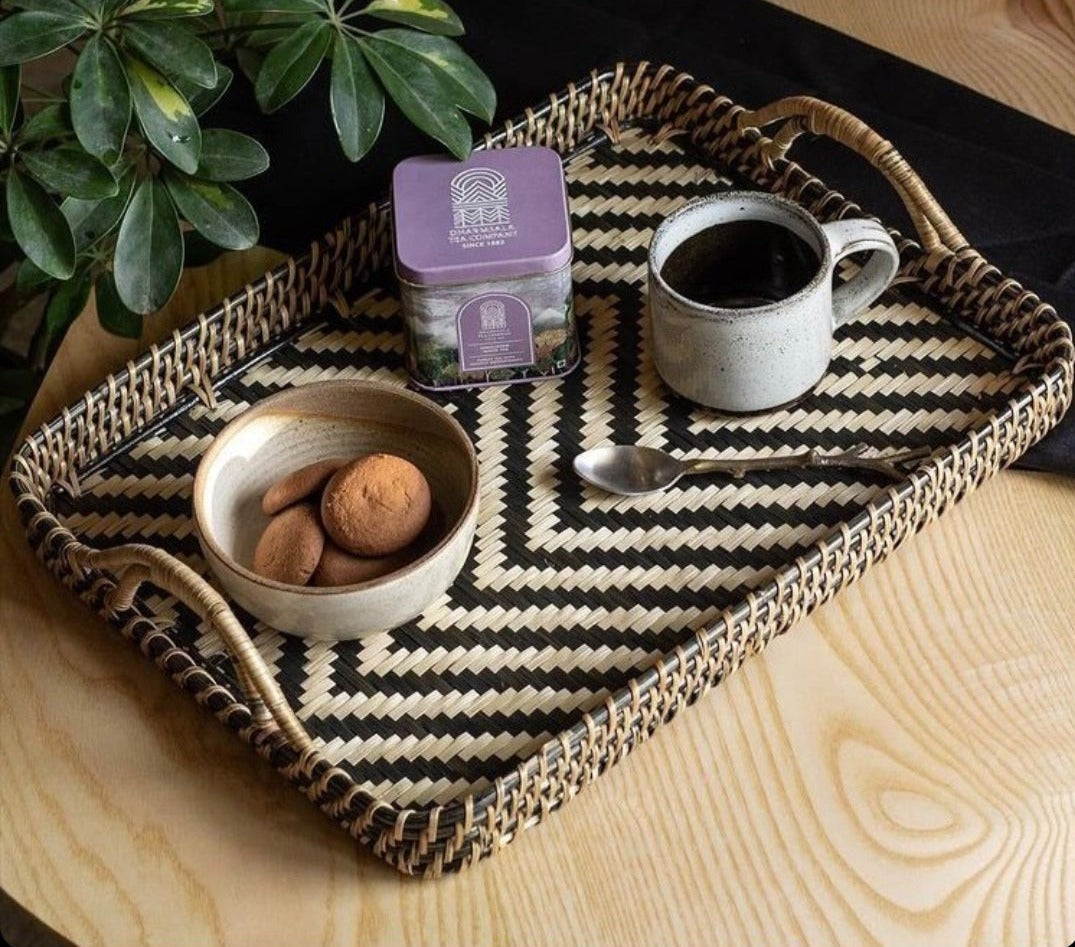 ZigZag Rectangle Tray | Black & Natural – Cane Concept