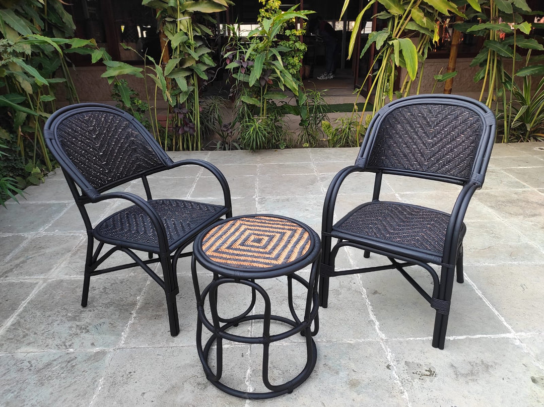 Lanye Cafe Chair Set | Distressed Black – Cane Concept
