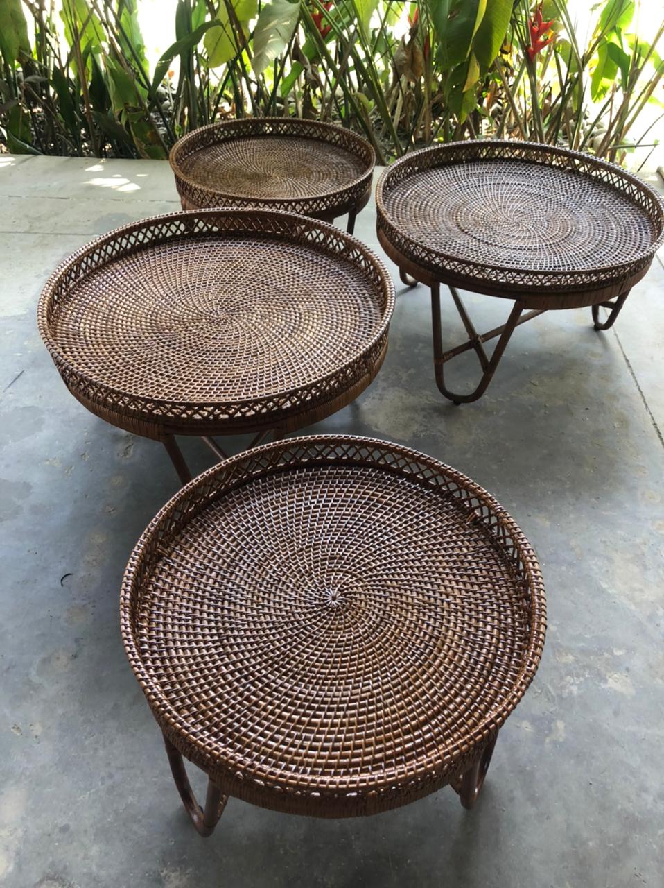 Rattan Center Table | Walnut finishing – Cane Concept