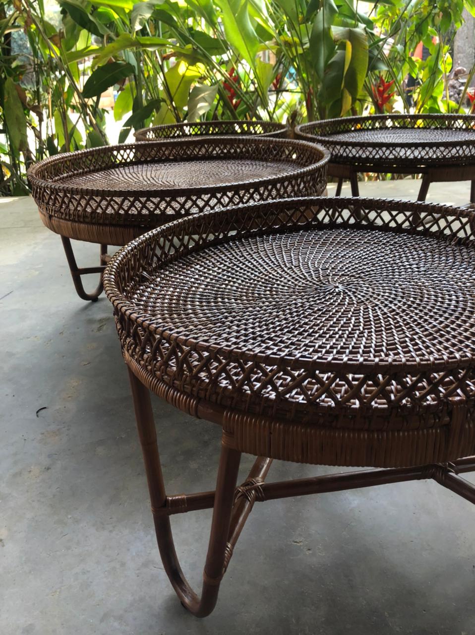 Rattan Center Table | Walnut finishing – Cane Concept